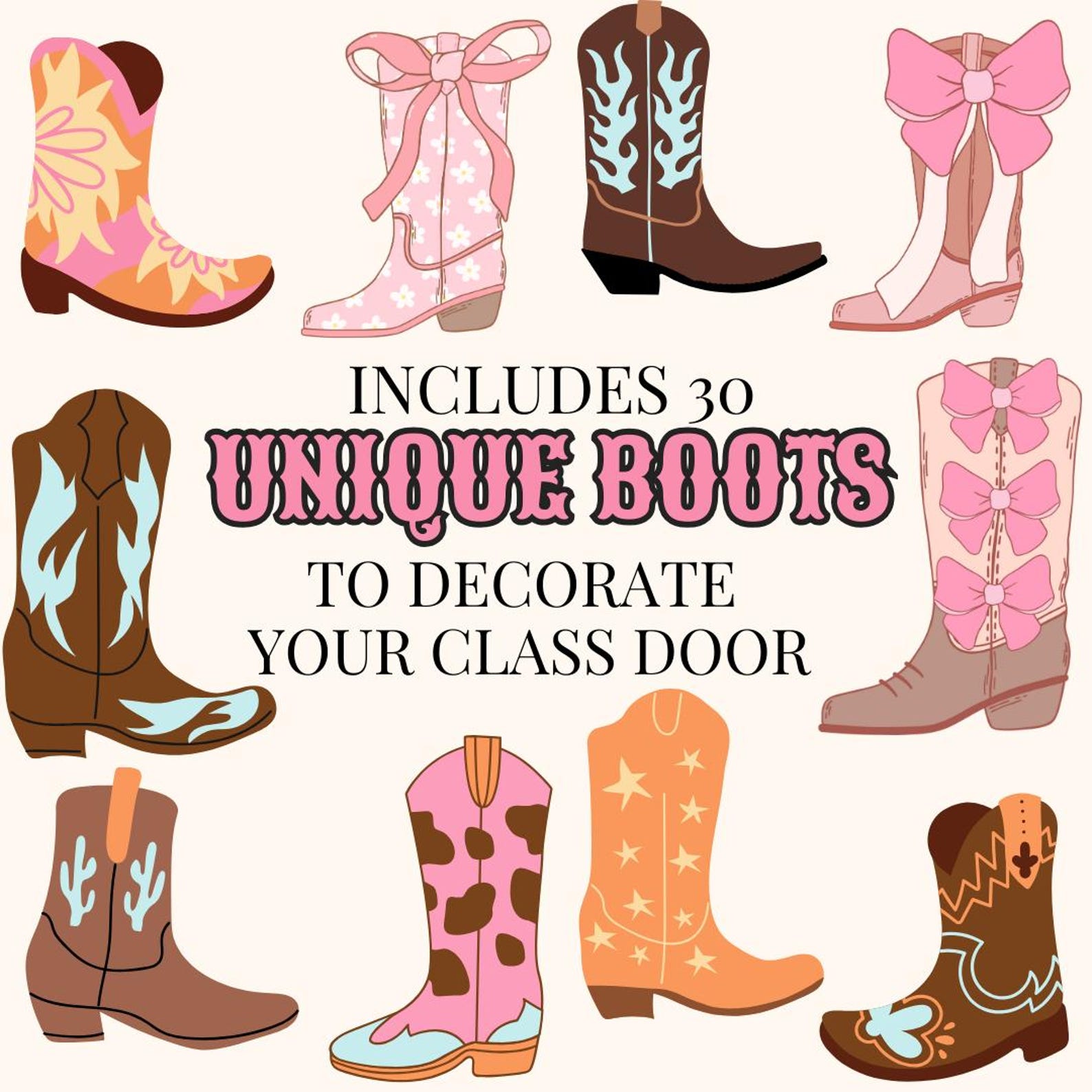 Fall Classroom Door Decor Kit Cowgirl Door Decor Printable Cute Western ...