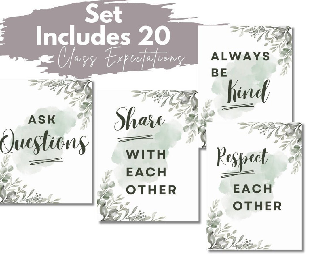 Class Expectations and Classroom Rules Printable Set Nature Theme ...
