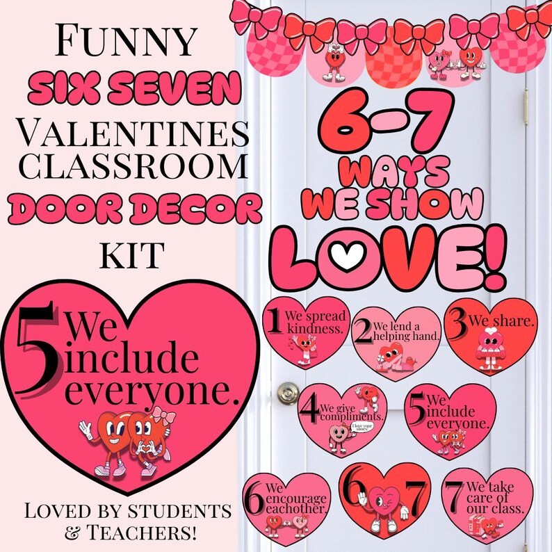 Funny Valentines Classroom Door Decor Kit 6 7 Kindness Classroom Door ...