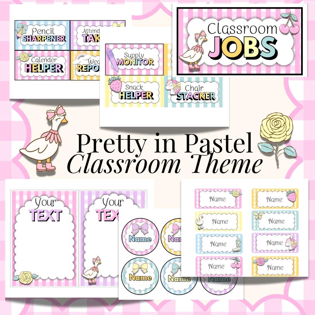 Classroom Job Chart Editable Printable Pretty in Pastel Theme Classroom ...