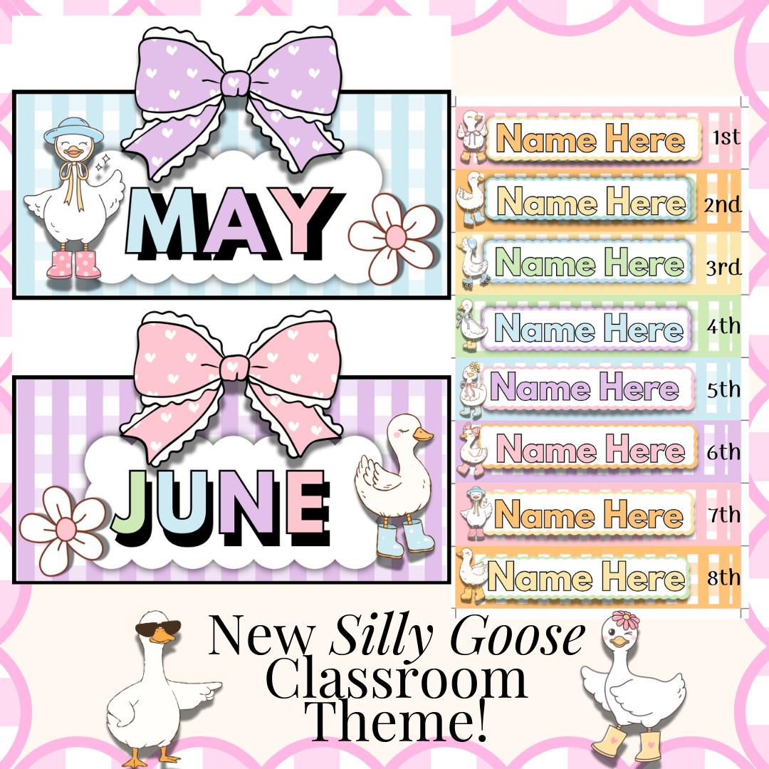 Classroom Birthday Charts Printable Silly Goose Classroom Birthday ...