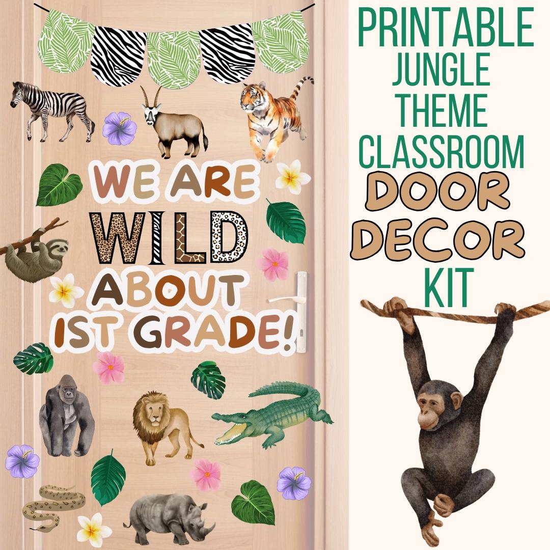 Jungle Classroom Door Decor Kit: Safari Theme Printable (PDF Download ...