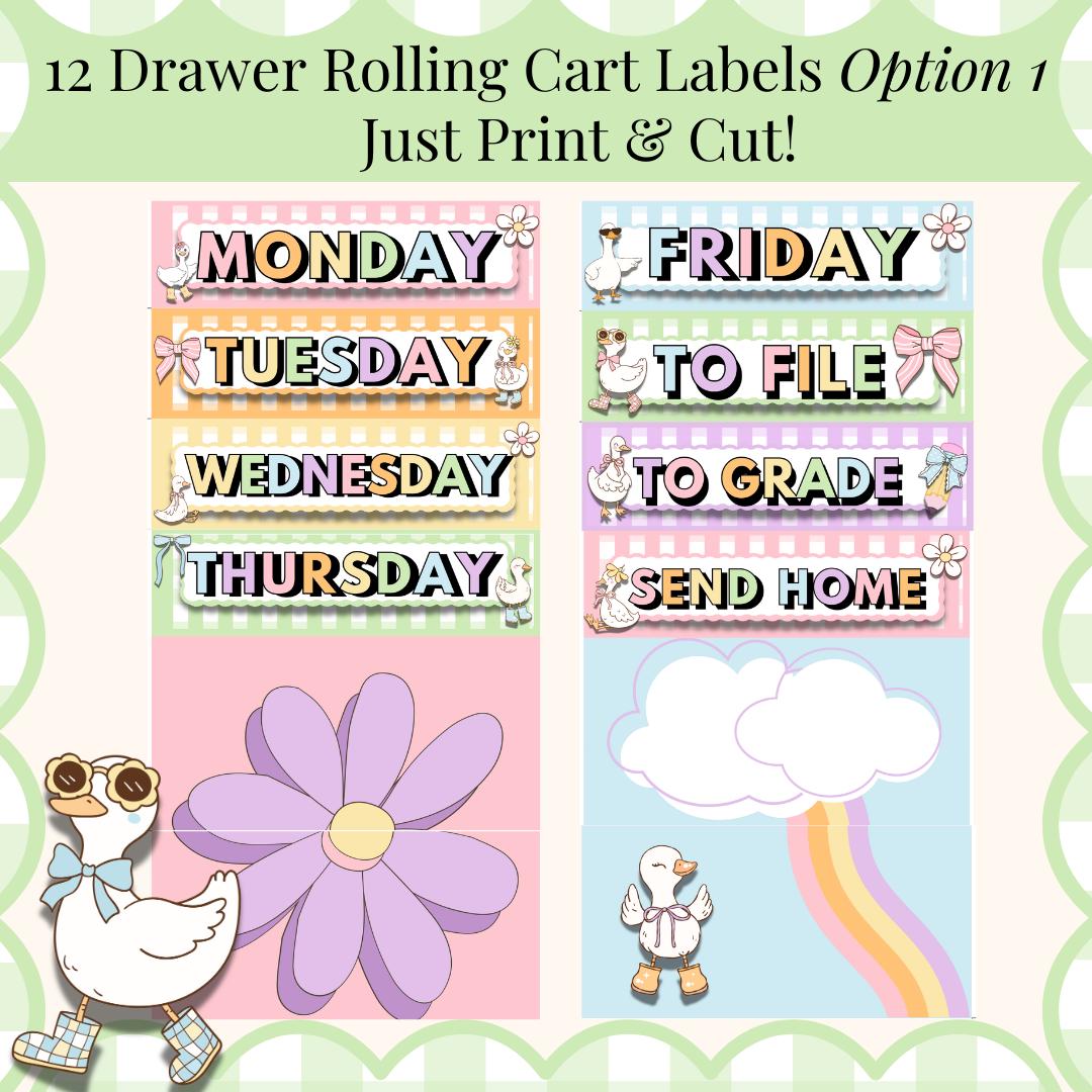 Rolling Cart Labels Silly Goose Printable 10 Drawer Cart Labels and 12 ...