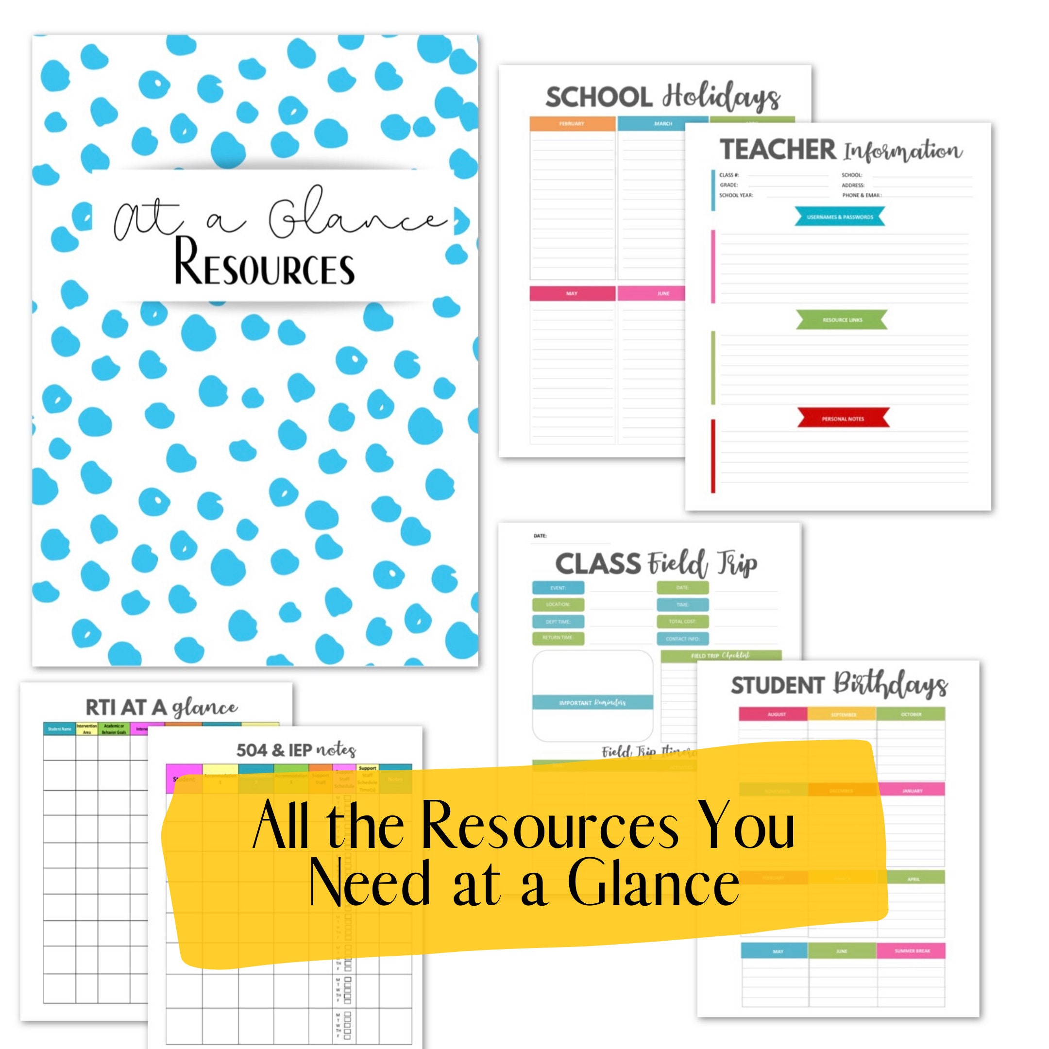 Teacher Planner | PRINTABLE SET | Undated | Large 8.5" X 11" Instant ...