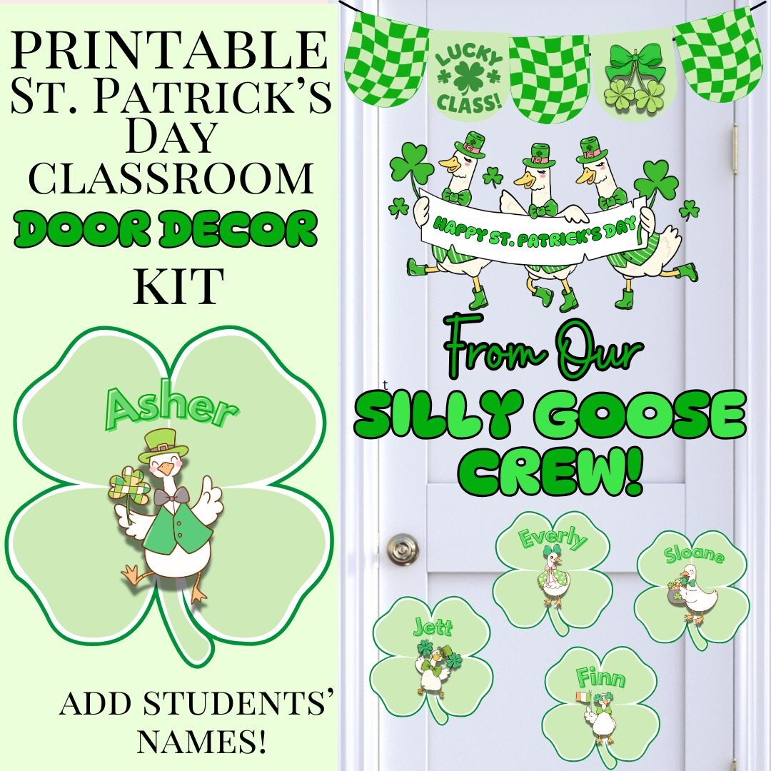 St Patrick's Day Classroom Door Decor Kit Printable Silly Goose Door ...