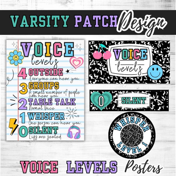 Voice Level Chart Classroom Printable Display, Editable in Canva, Boho ...