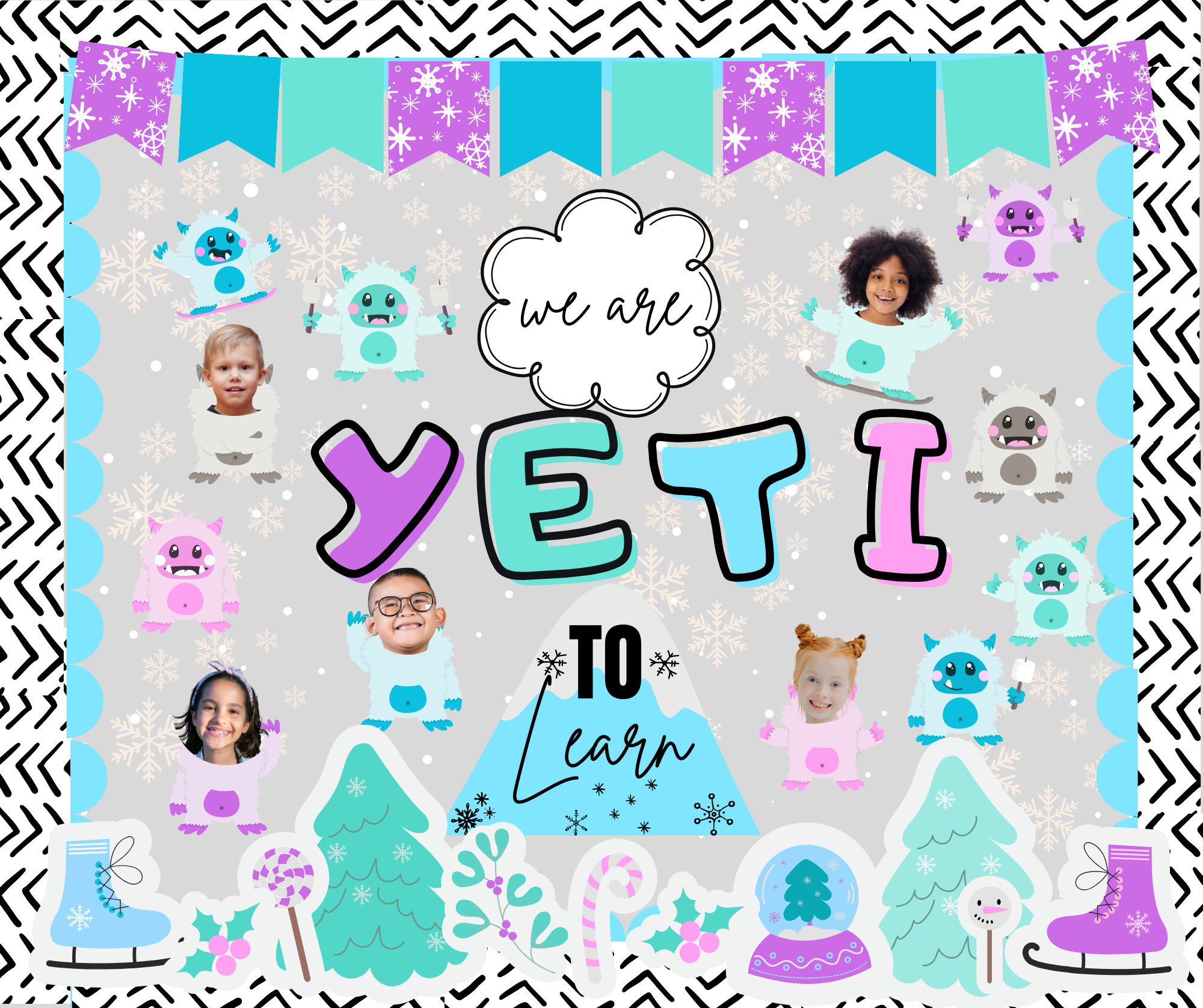 Yeti Winter Classroom Bulletin Board Kit Printable Bulletin Board ...