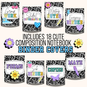 Editable Classroom Binder Covers: Composition Notebook Theme (digital ...