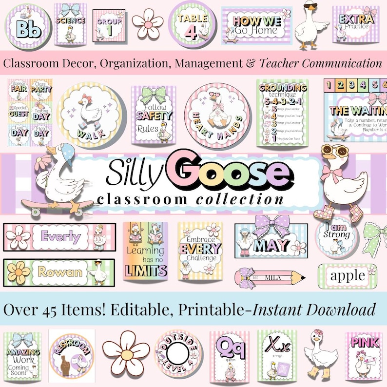 Silly Goose Classroom Bundle Elementary Pastel Classroom Decor Silly ...