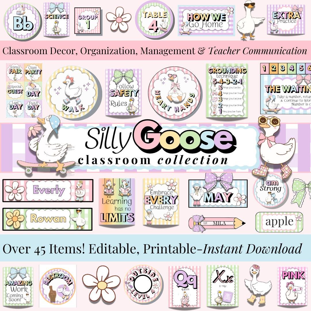 Silly Goose Classroom Bundle Elementary Pastel Classroom Decor Silly ...