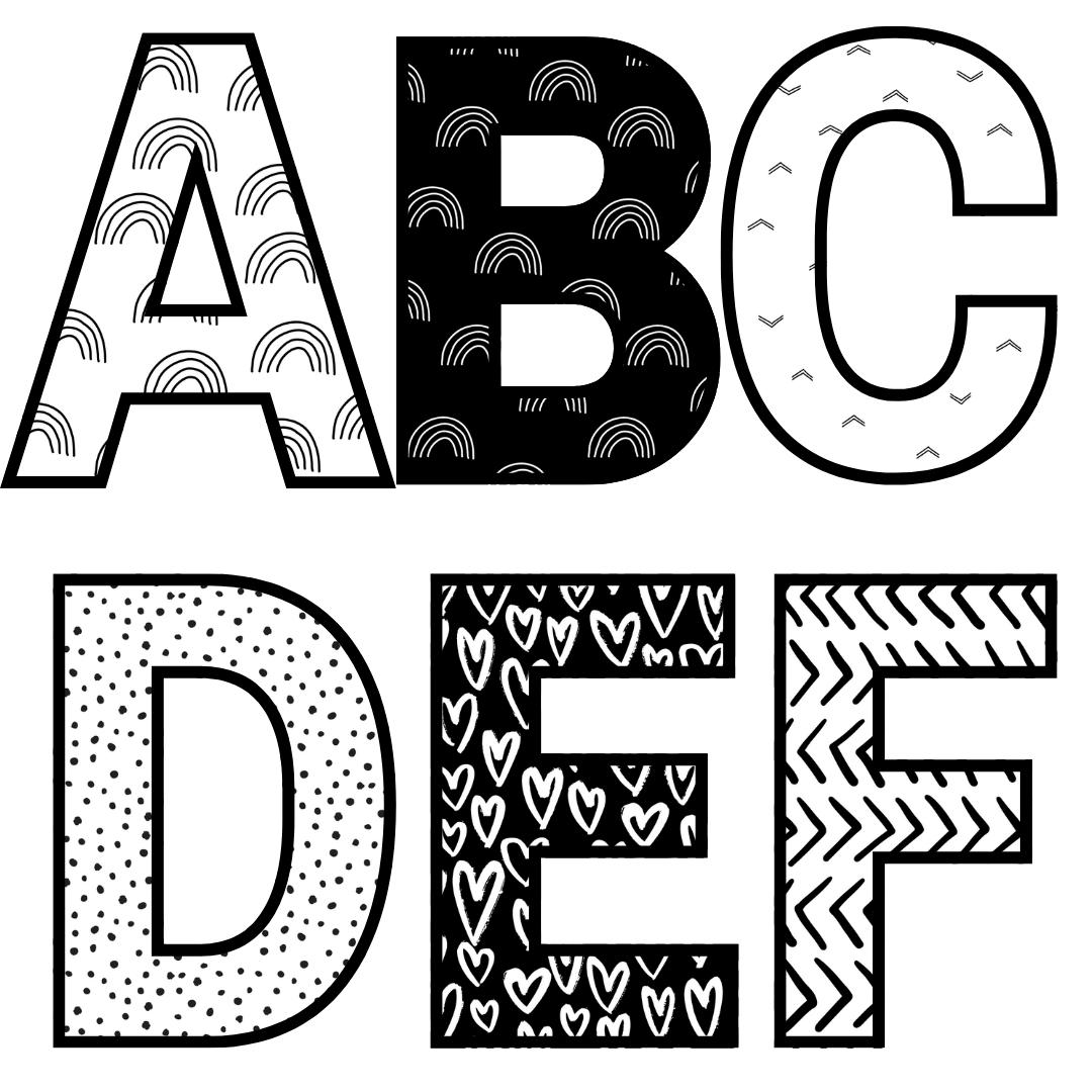 Black and White Bulletin Board Letter Set Printable With 23 Classroom ...