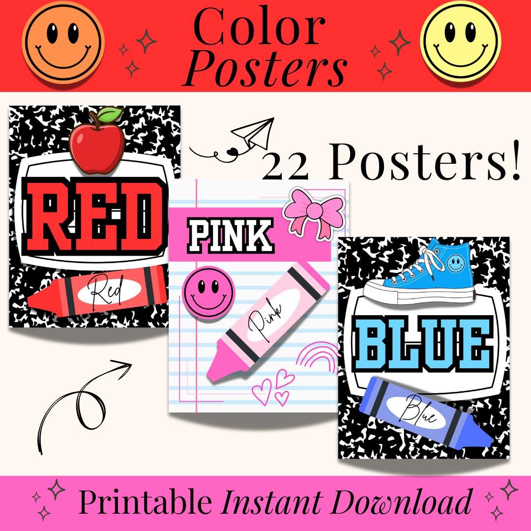 Color Posters: Composition Notebook Classroom Decor (digital Download ...