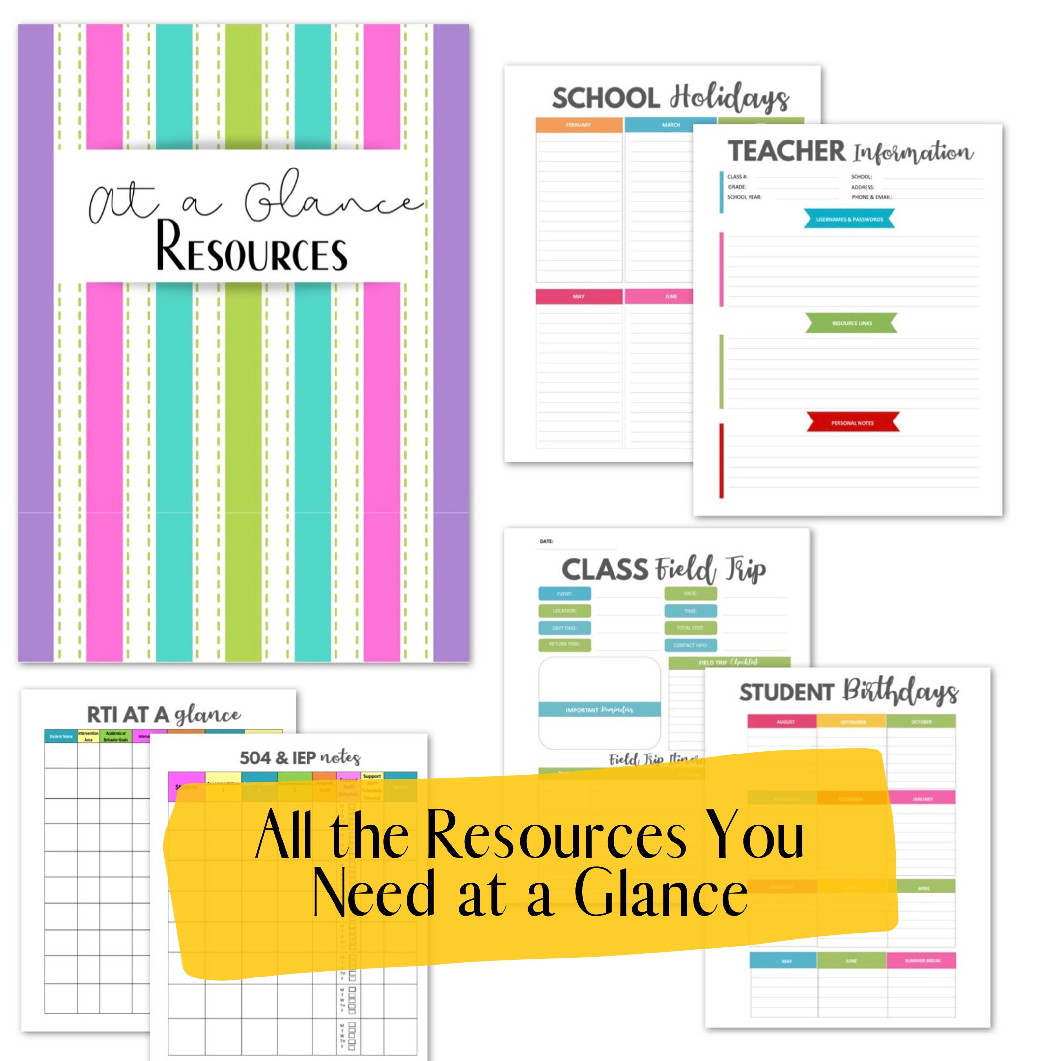 Teacher Planner | PRINTABLE SET | Undated | Large 8.5" X 11" Instant ...