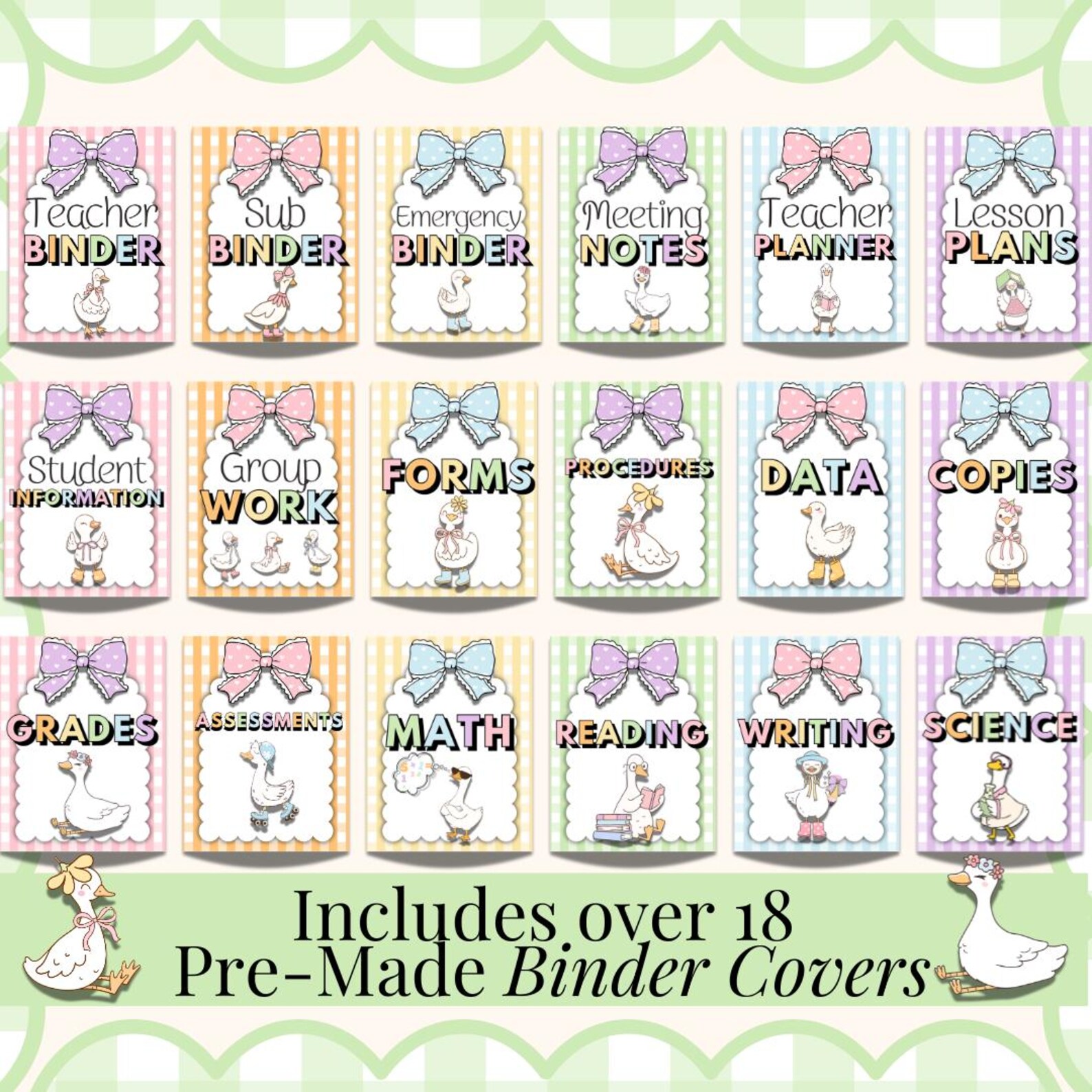 Binder Covers and Spines Printable Silly Goose Classroom Binder Labels ...