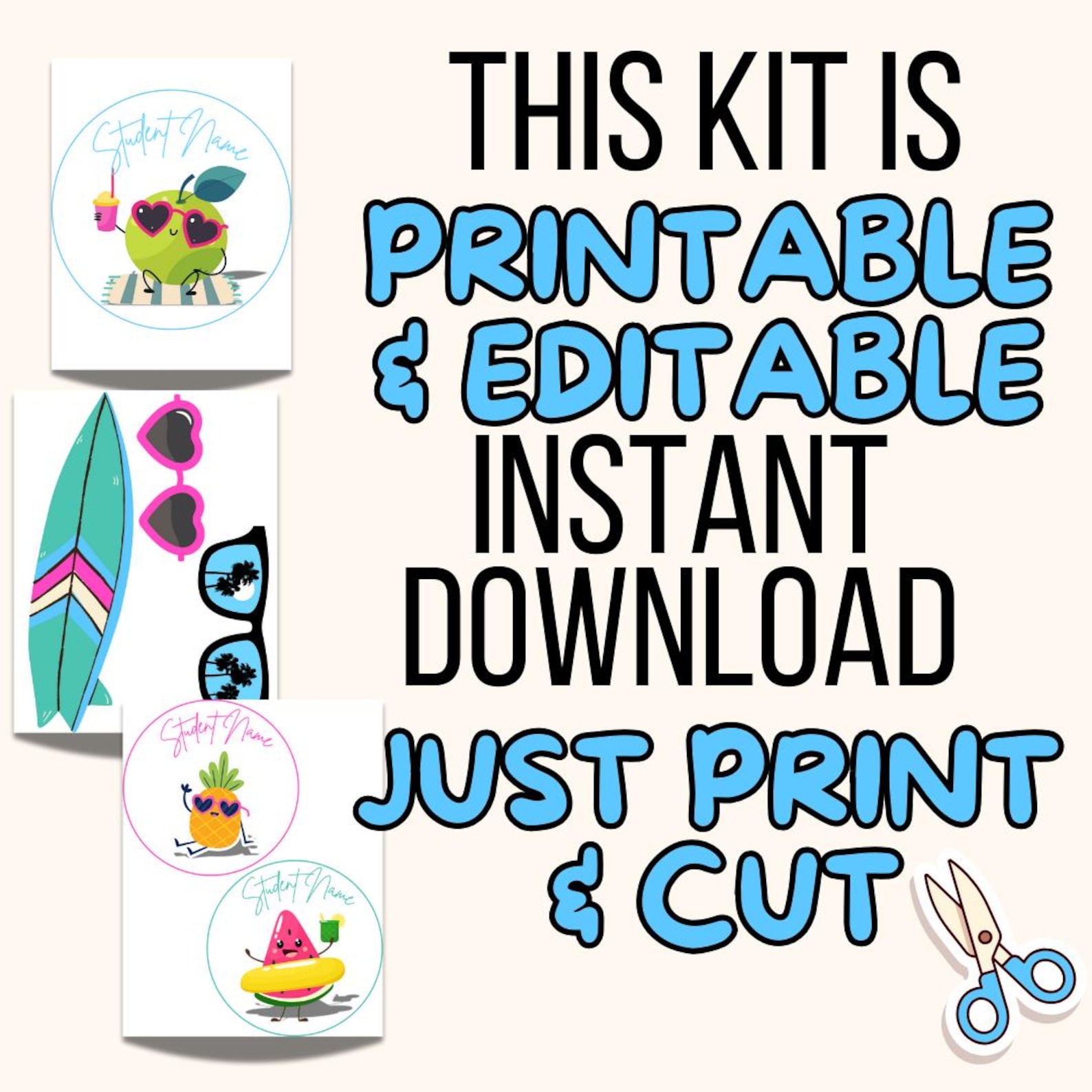 Summer Classroom Door Decor Kit Printable End of Year Classroom Decor ...