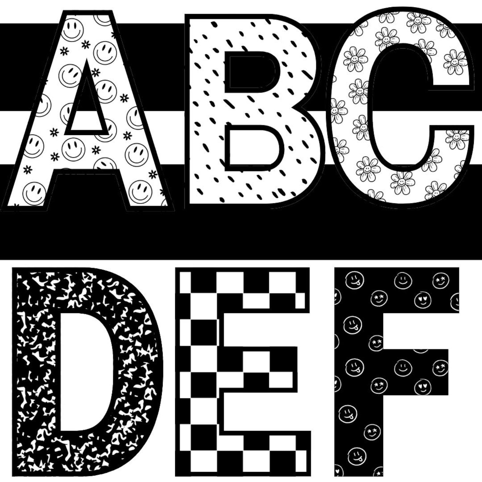 Black and White Bulletin Board Letter Set Printable With 23 Classroom ...