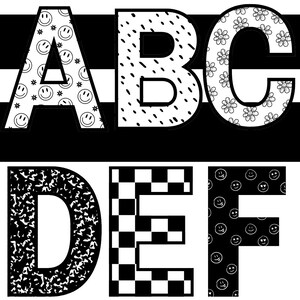 Black and White Bulletin Board Letter Set Printable With 23 Classroom ...