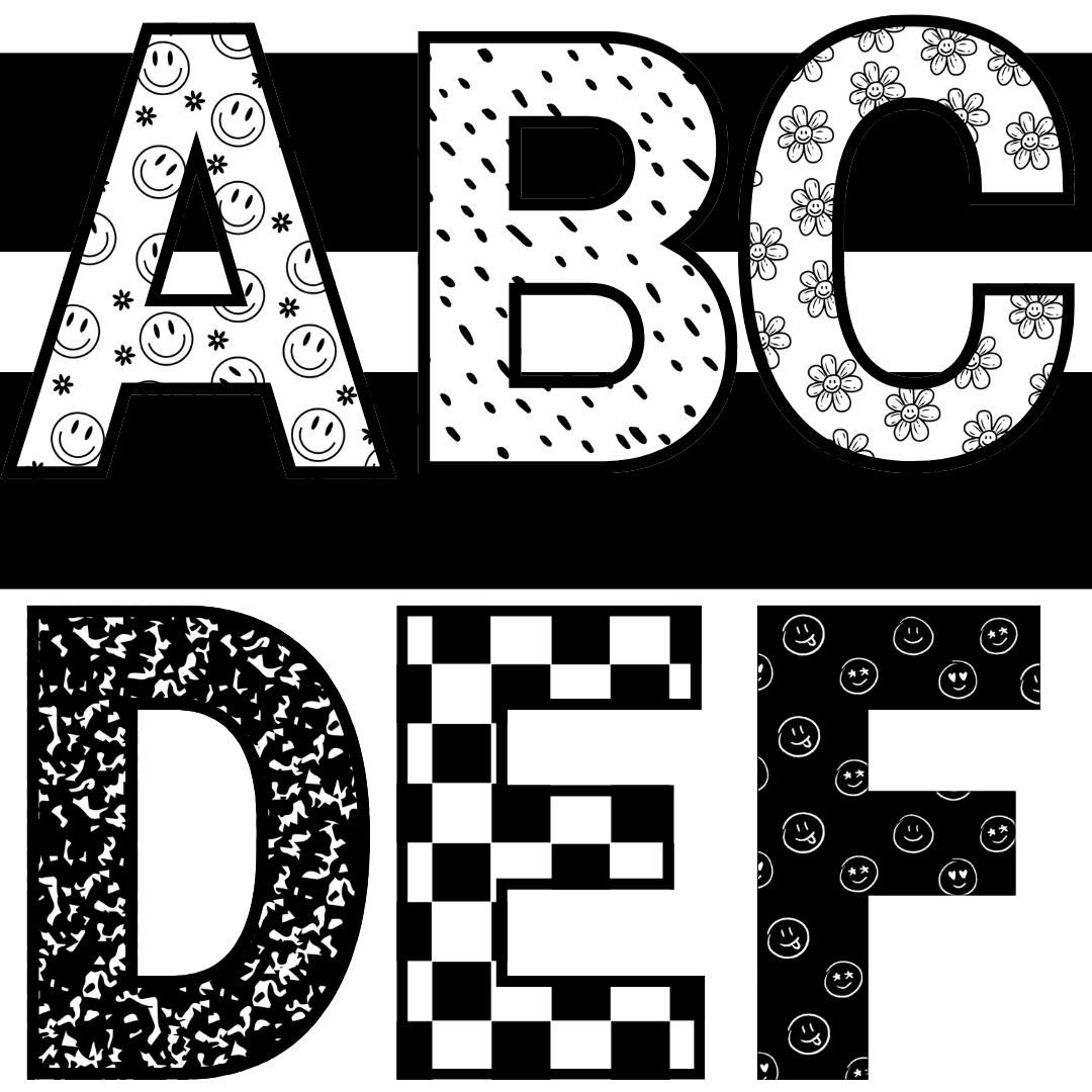 Black and White Bulletin Board Letter Set Printable With 23 Classroom ...