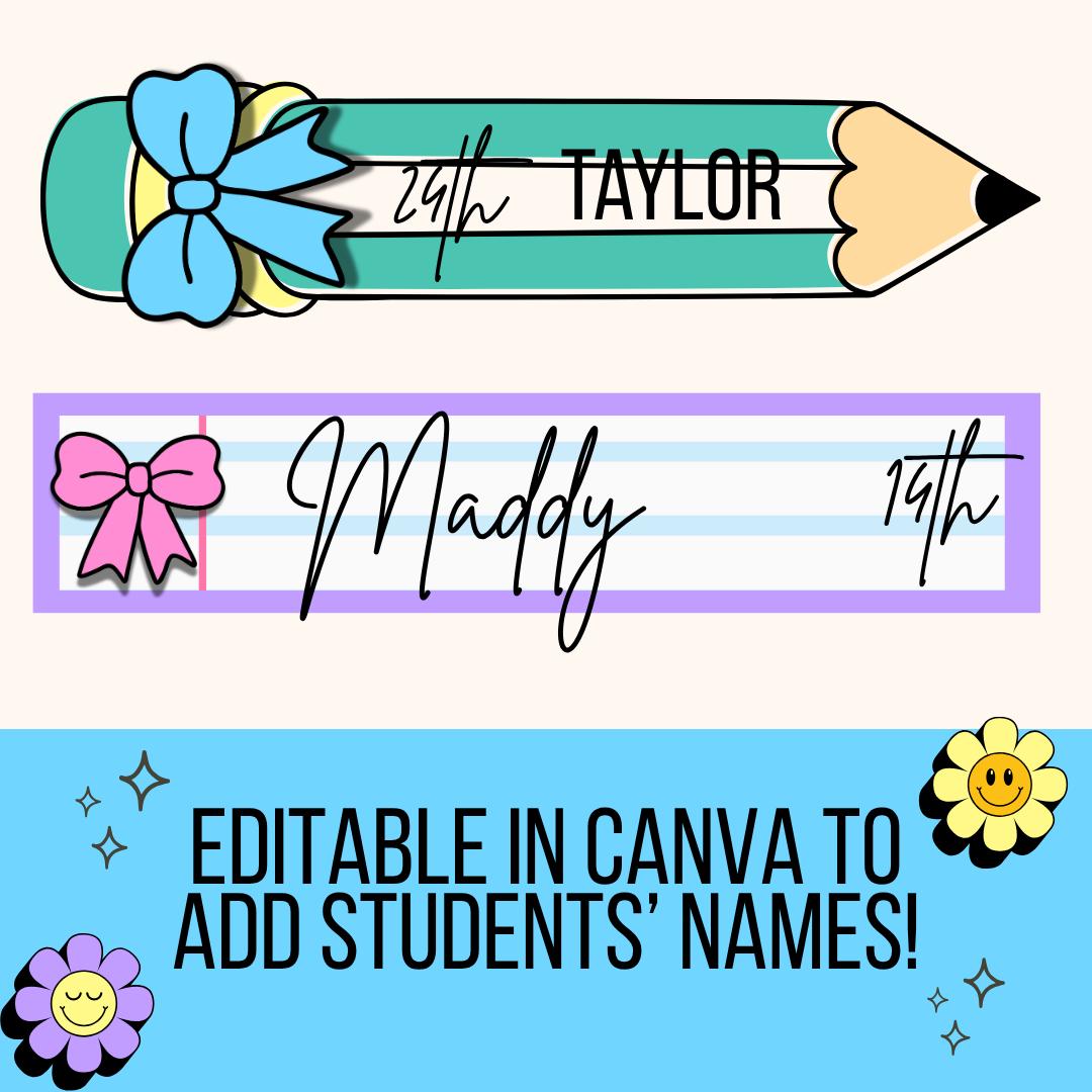 Printable Classroom Birthday Chart: Composition Notebook Theme (digital ...