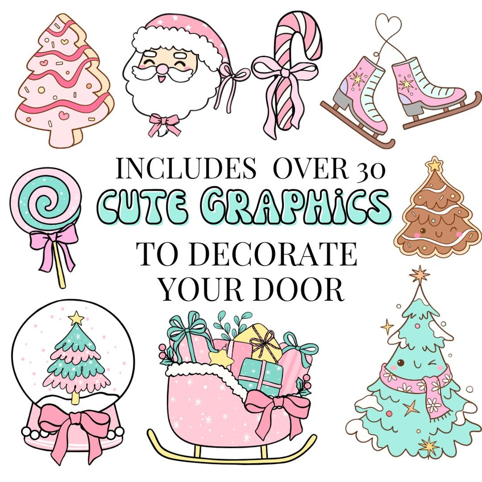Christmas Classroom Door Decor Kit Printable Cute Christmas Bulletin ...