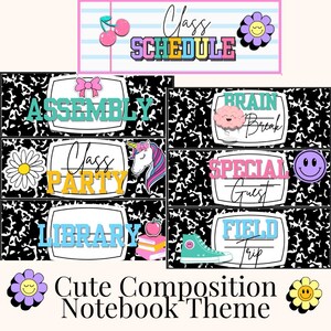 Classroom Schedule Cards Editable Class Schedule Template Composition ...