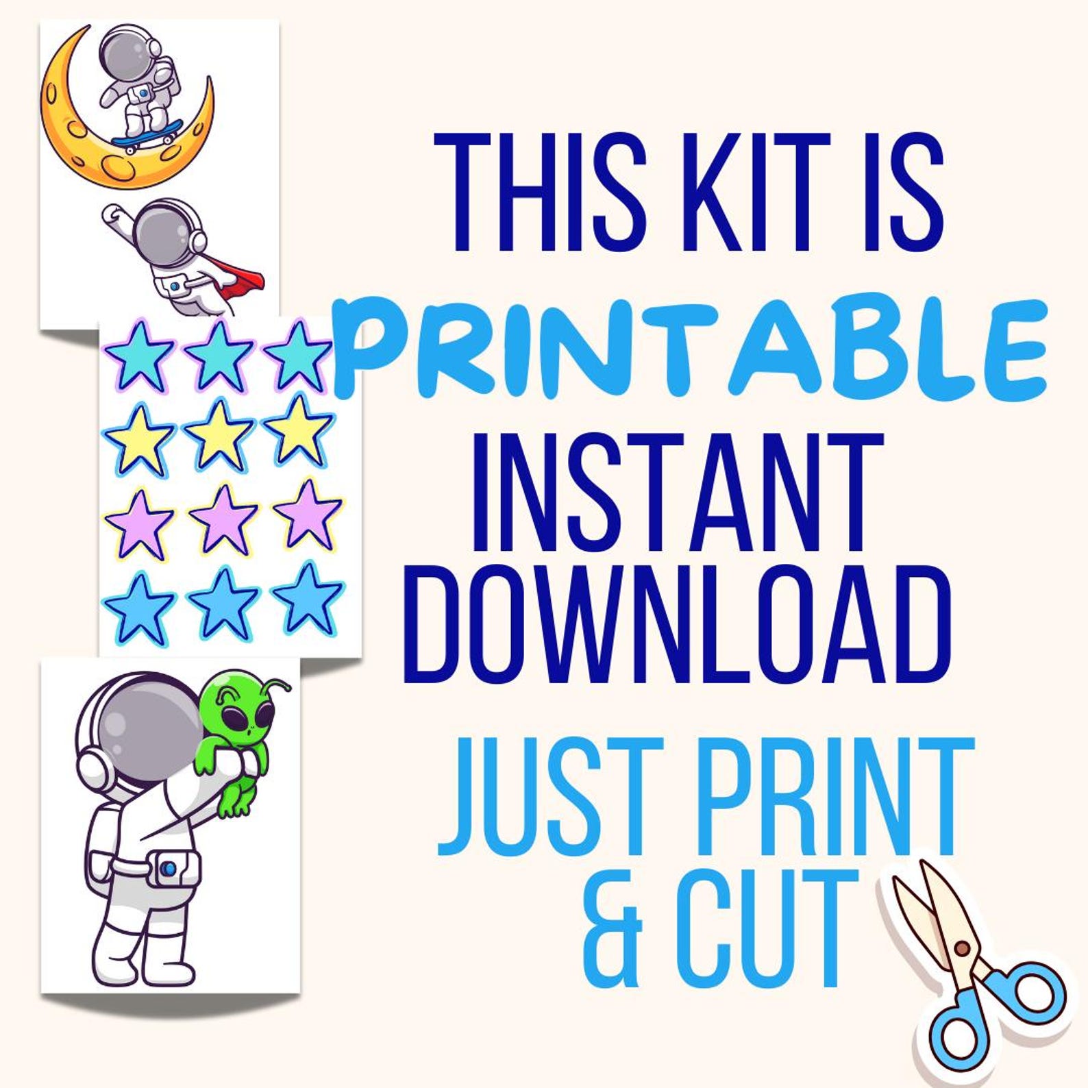 Space Classroom Door Decor Kit Printable Astronaut Classroom Decor Cute ...