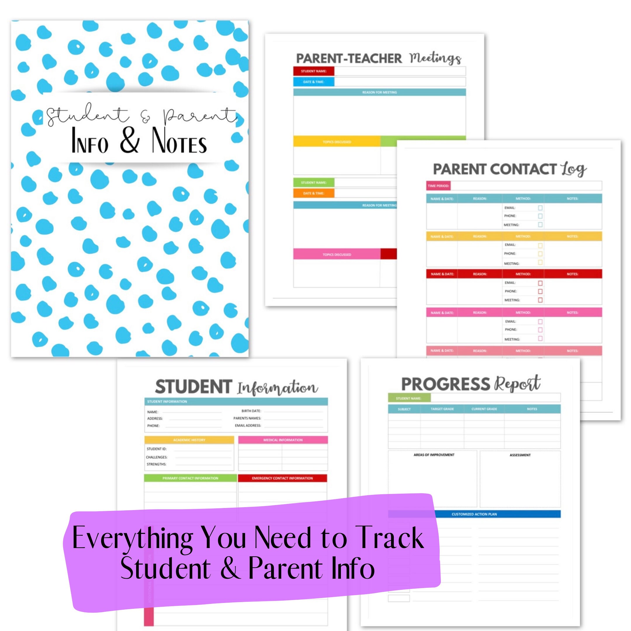Teacher Planner | PRINTABLE SET | Undated | Large 8.5" X 11" Instant ...