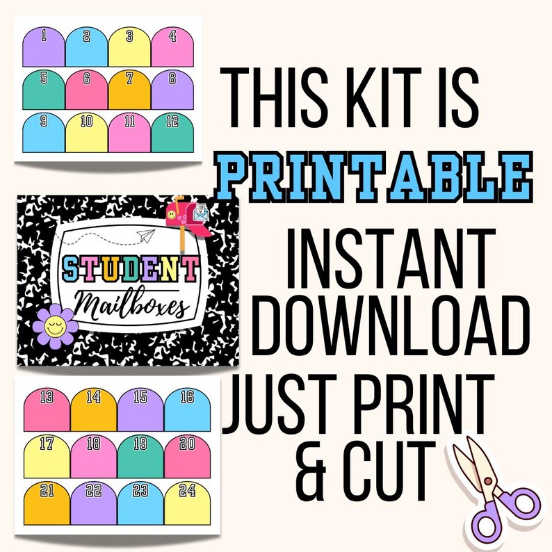 Classroom Mailbox Labels & Tabs: Composition Notebook Theme (printable ...