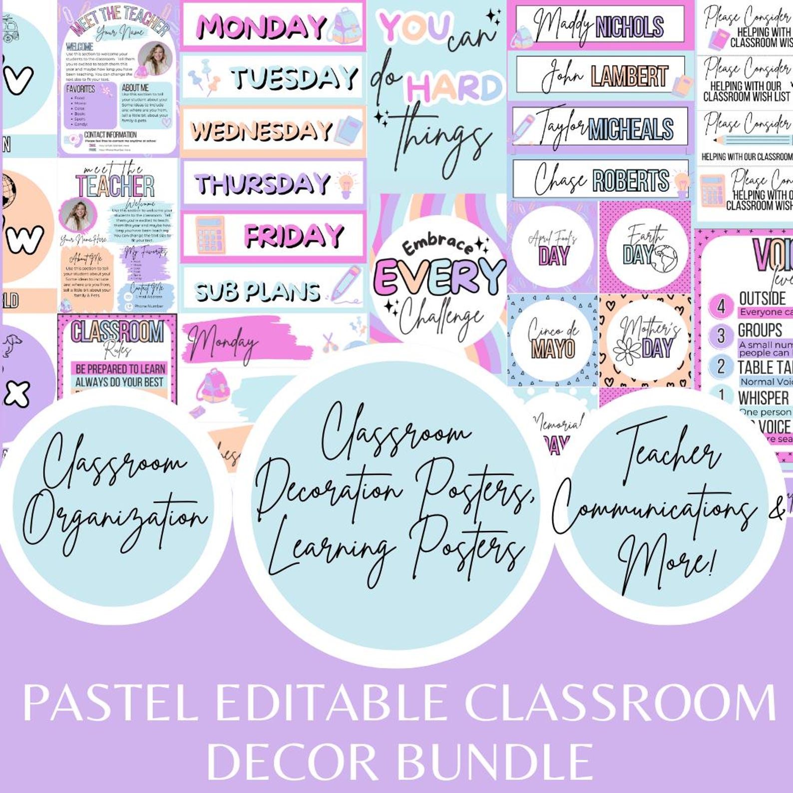 Pastel Classroom Theme Bundle Modern Classroom Decor Bundle Printable ...
