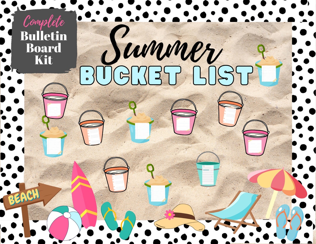 Summer Bulletin Board Kit Summer Bucket List Printable Bulletin Board ...