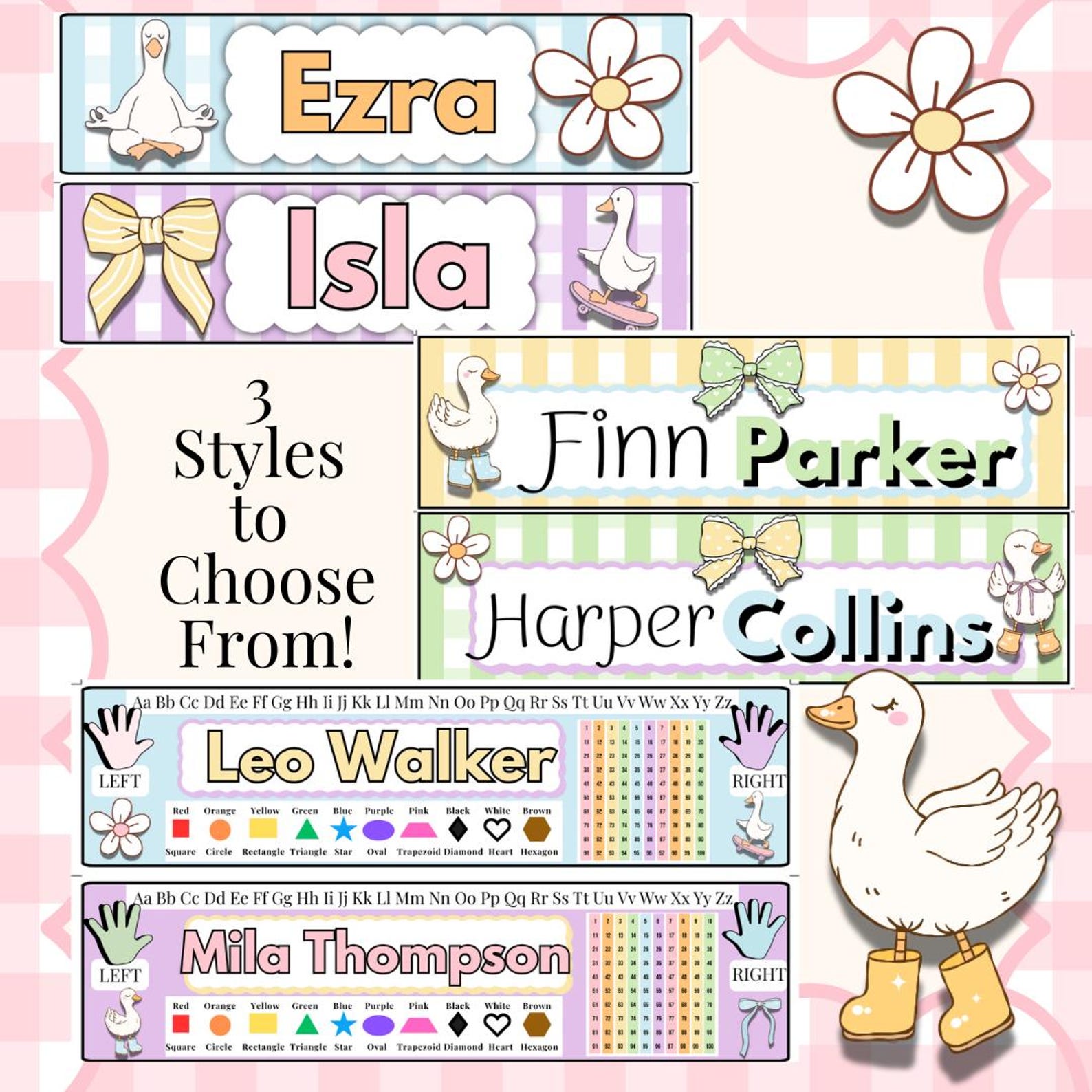 Classroom Desk Name Tags Silly Goose Theme Printable Classroom Desk ...