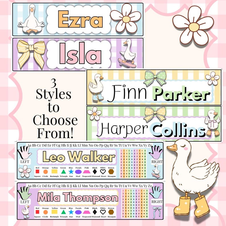 Classroom Desk Name Tags Silly Goose Theme Printable Classroom Desk ...