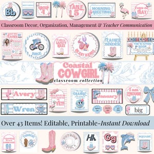 Coastal Cowgirl Classroom Bundle Elementary Classroom Decor Beachy ...