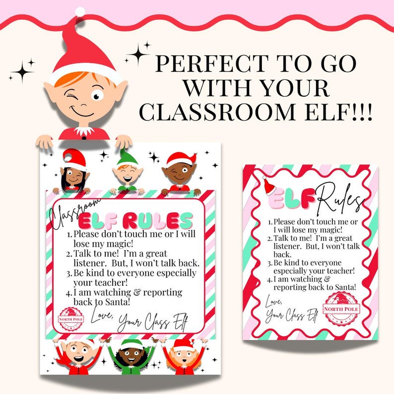 Classroom Elf Rules Printable for Students Magical Elf Rules Editable ...