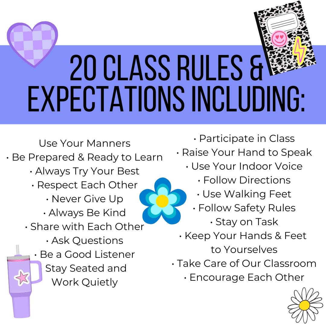 Classroom Expectations and Classroom Rules Printable Signs Classroom ...