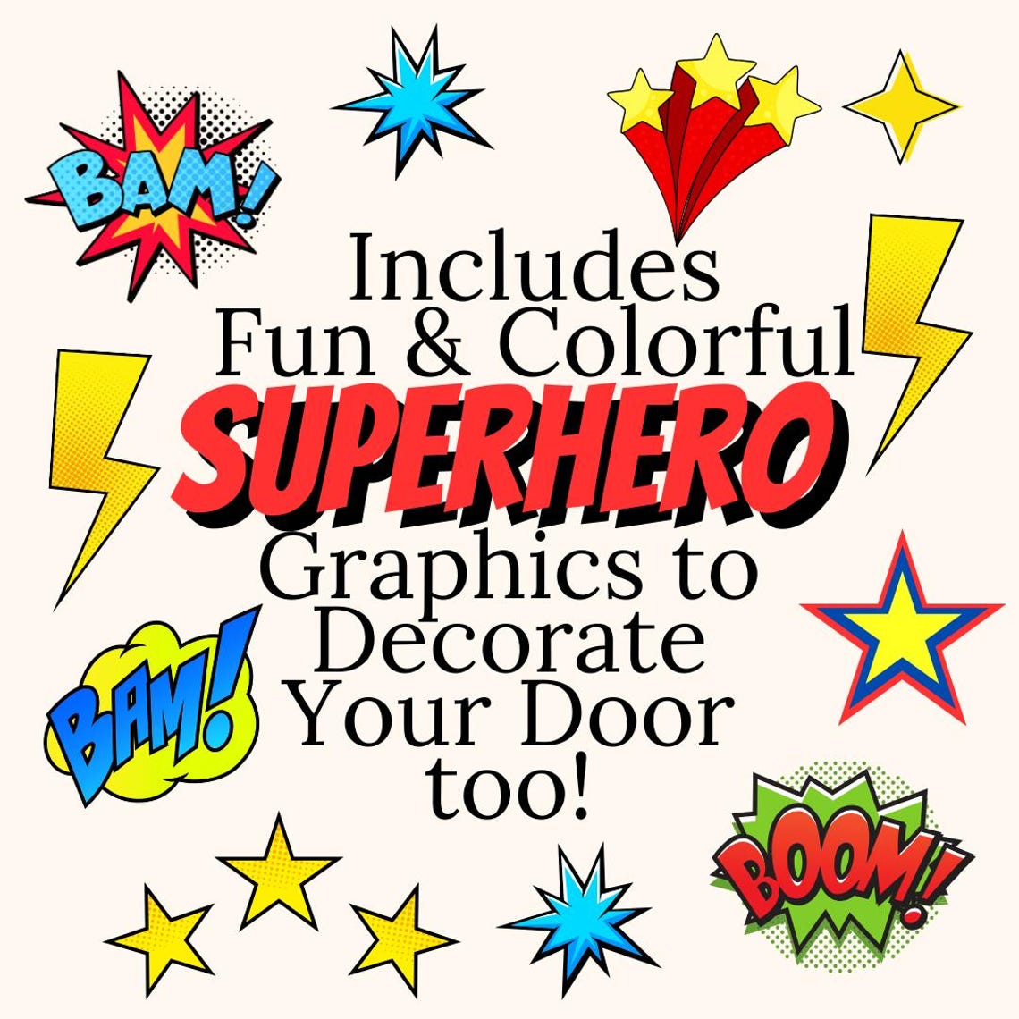 Superhero Theme Classroom Door Decor Kit Printable Back to School ...