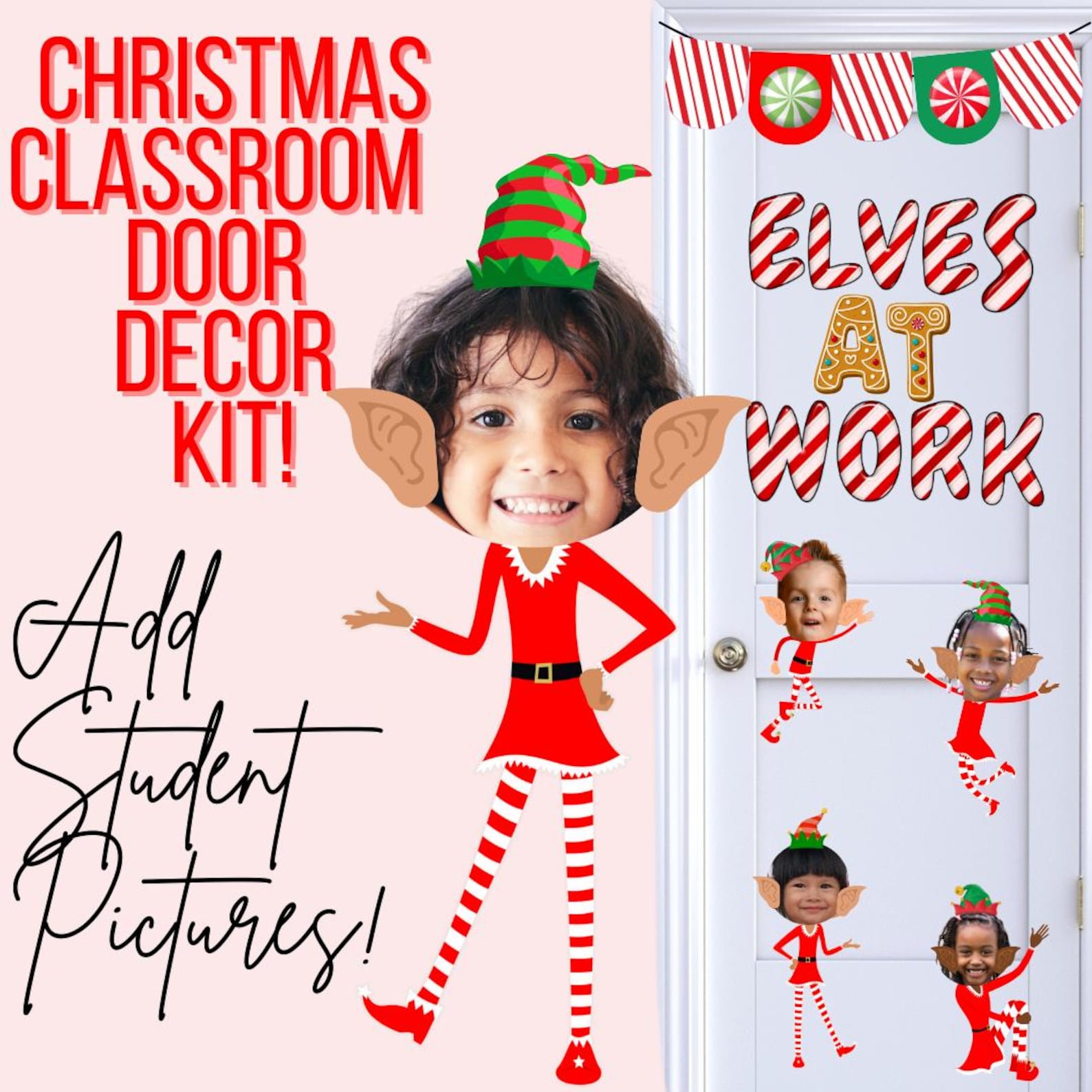 Christmas Classroom Door Decor Kit Printable Christmas Classroom Elves ...