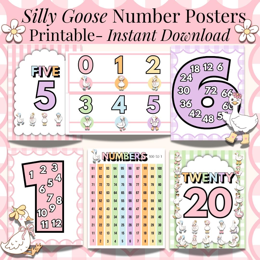 Classroom Number Posters Printable Bundle Silly Goose Skip Counting ...