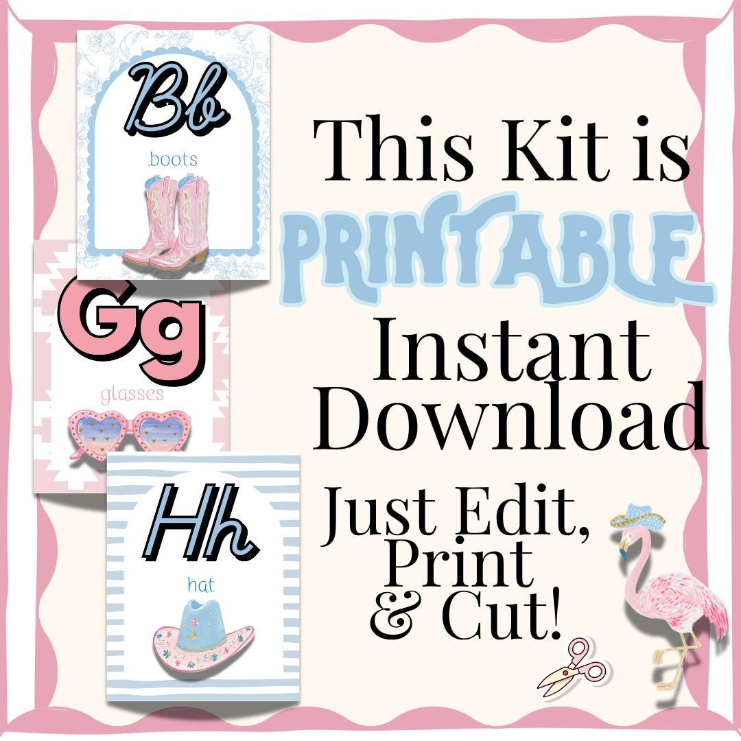 Alphabet Posters Classroom Printable Coastal Cowgirl Alphabet Posters ...