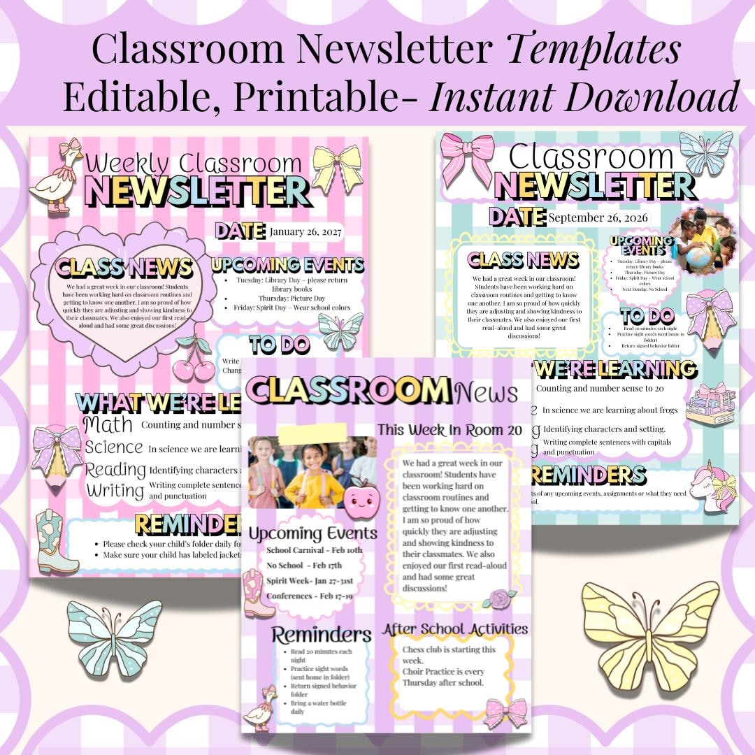 Classroom Newsletter Template Pastel Theme Editable Classroom ...