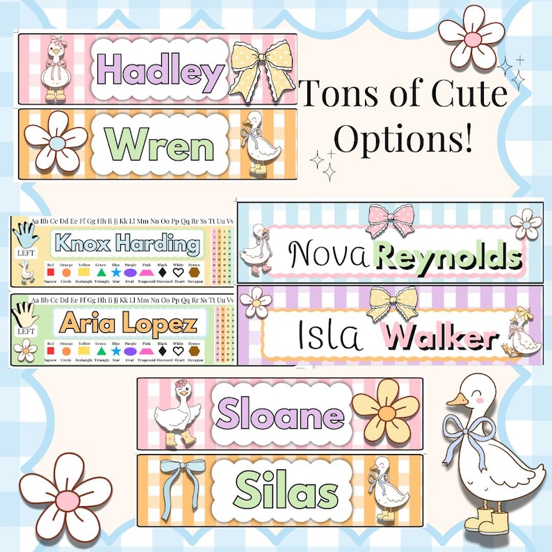 Classroom Desk Name Tags Silly Goose Theme Printable Classroom Desk ...