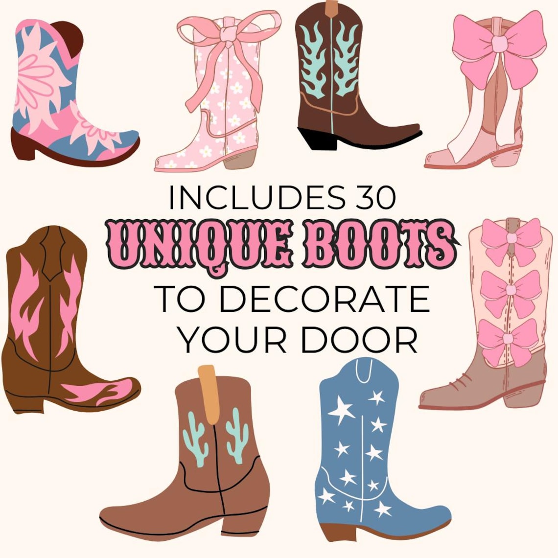 Retro Cowgirl Classroom Door Decor Kit: Western Theme Printable - Etsy