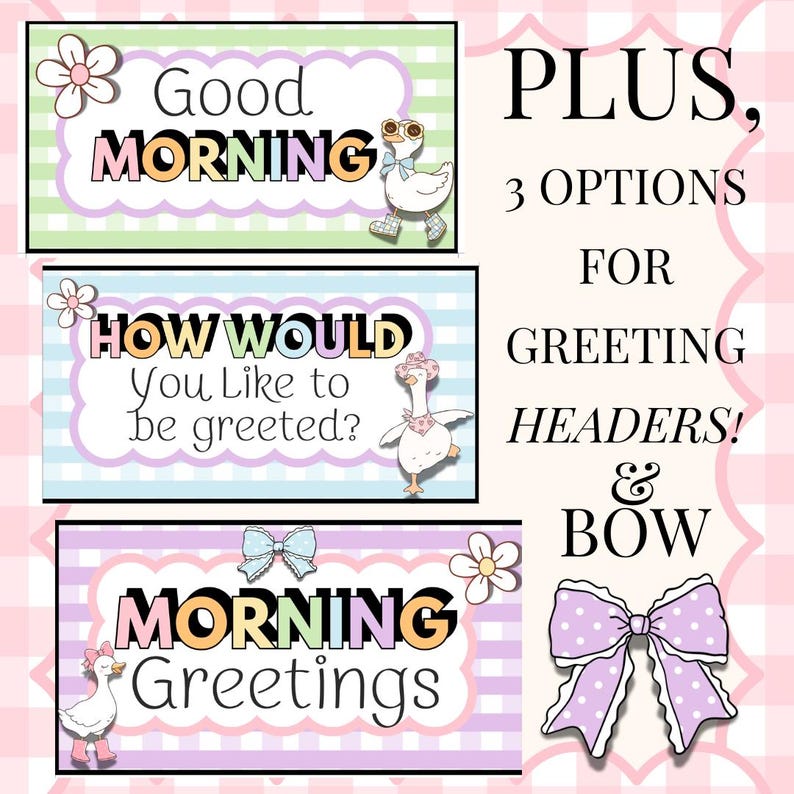 Classroom Morning Greetings Poster Set Printable Editable Template ...