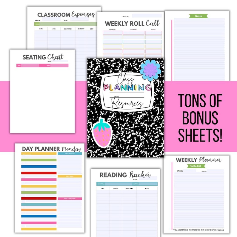 Undated Teacher Planner Printable Groovy Theme Teacher Composition ...