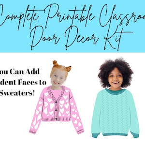 Winter Classroom Door Decor Kit Printable Student Photos Sweater ...