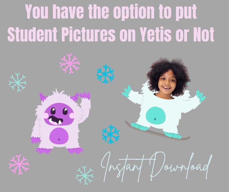 Yeti Winter Classroom Door Decor Kit Printable Instant Download - Etsy