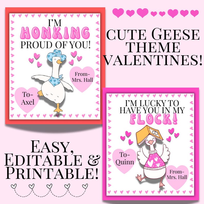Valentine Cards From Teachers to Students Geese Theme Valentines Card ...