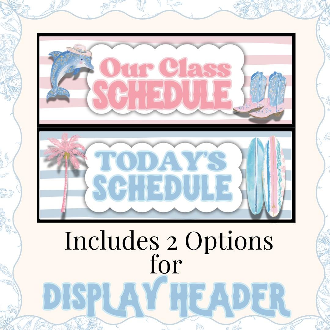 Editable Classroom Schedule Cards for Class Schedule Display Coastal ...