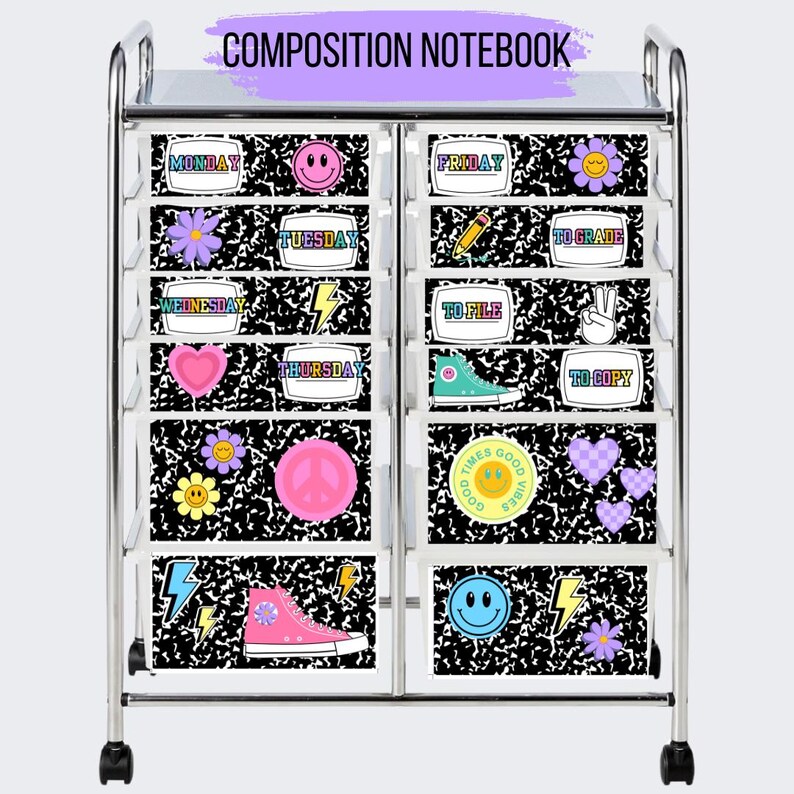 Rolling Cart Labels Editable 10 and 12 Drawer Teacher Cart Labels ...