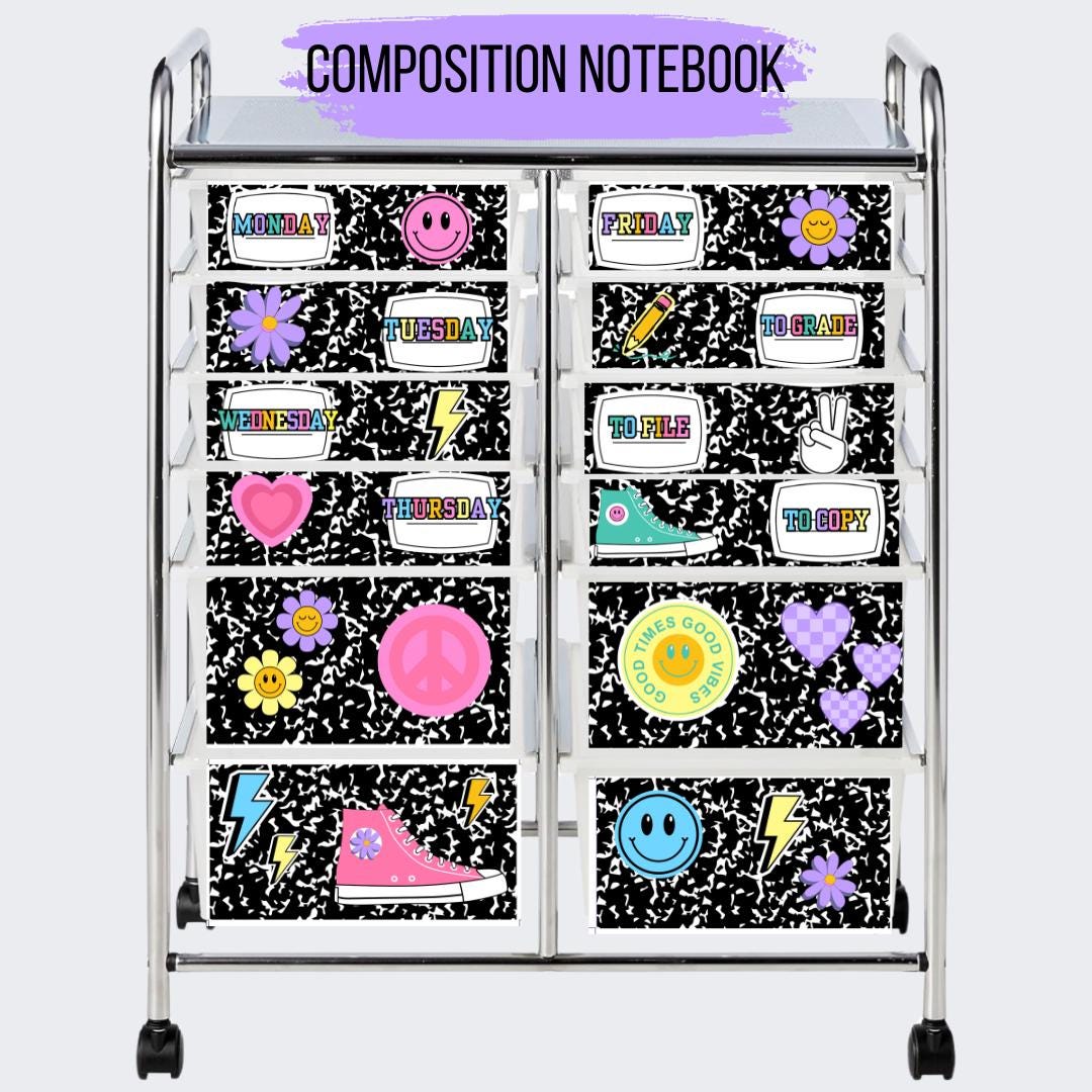 Rolling Cart Labels Editable 10 and 12 Drawer Teacher Cart Labels ...